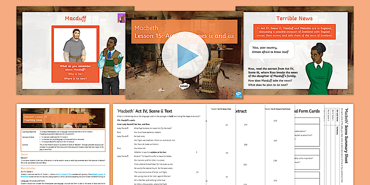 Macbeth Lesson 15: Act IV, Scenes ii and iii Lesson Pack
