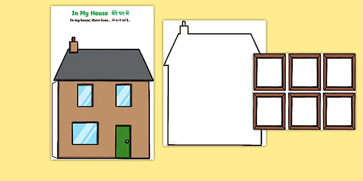 In my House Worksheet (English/Hindi) (Hecho por educadores)