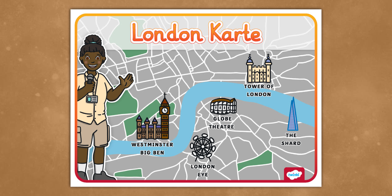 London Karte - Schild (teacher made) - Twinkl