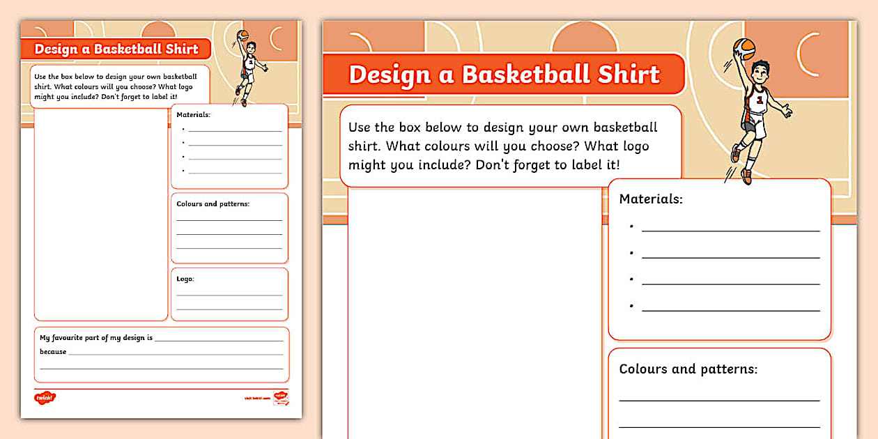 Design a Basketball Shirt Worksheet (teacher made) - Twinkl