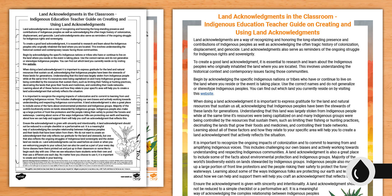 Land Acknowledgments in the Classroom Teacher Guide - Twinkl