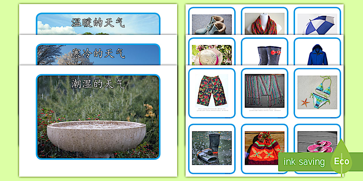 Photo Weather Clothes Sorting Activity - 天气，潮湿的天气，寒冷的天气，温暖的天气，服装，分类练习