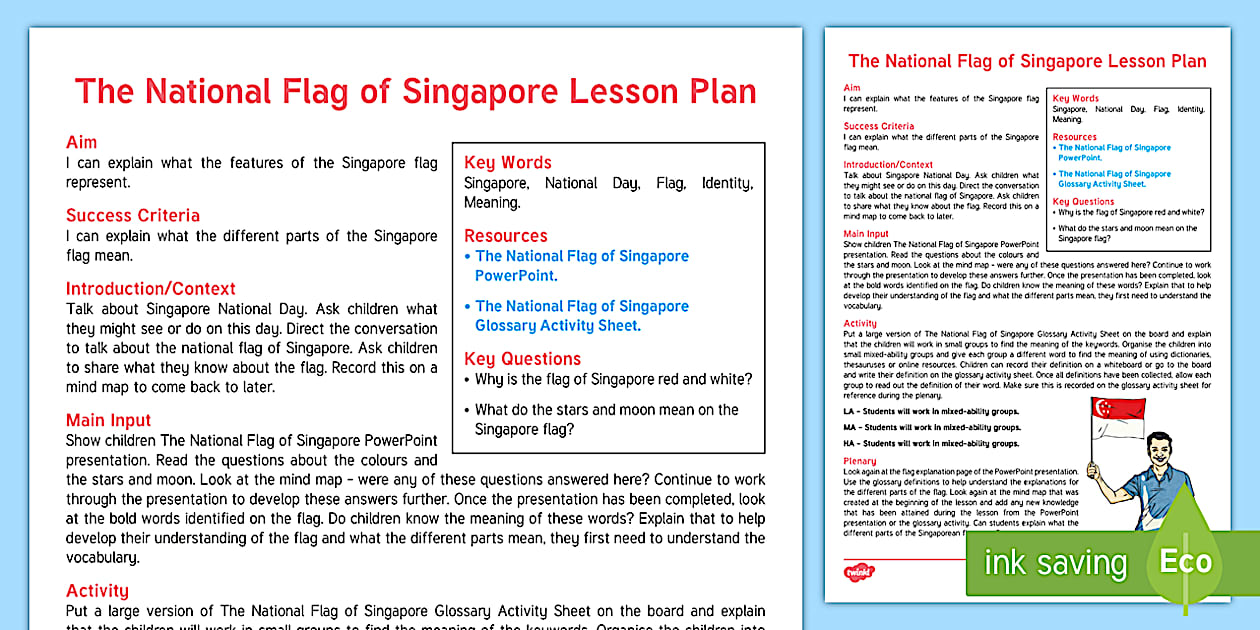 The National Flag of Singapore Lesson Plan