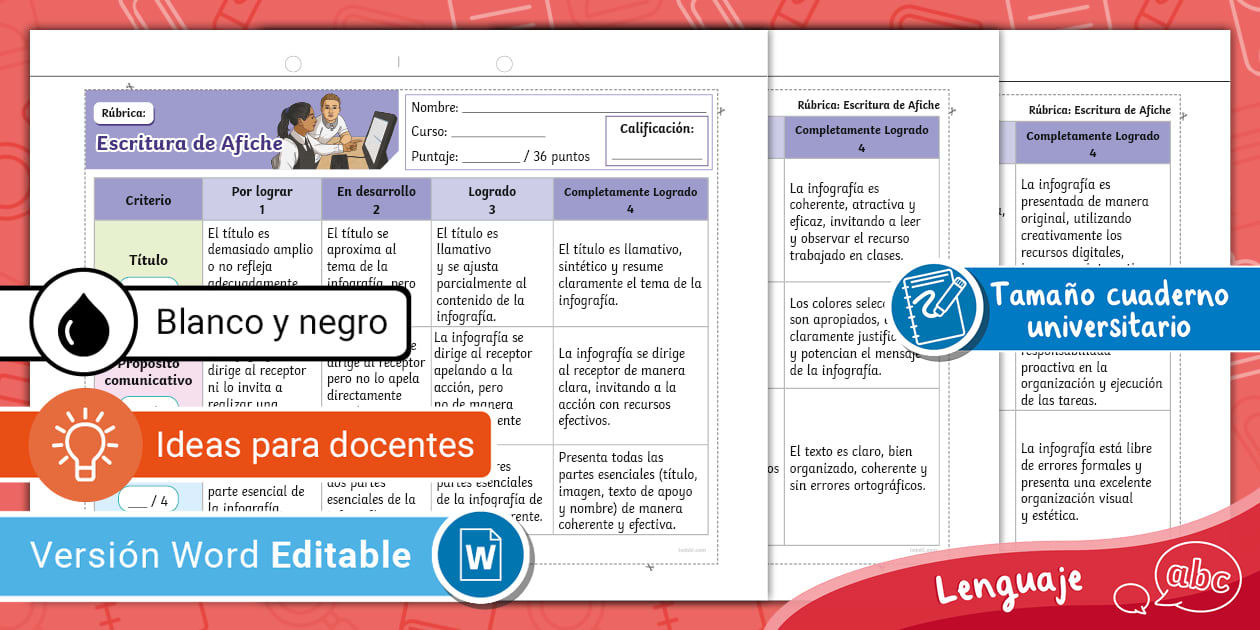 Evaluación Rúbrica Escritura Infografía 4724