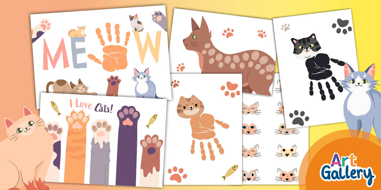 Cats Handprint Activity Posters (teacher made) - Twinkl