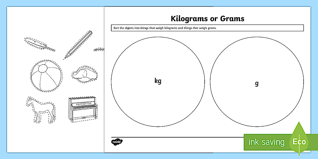 Editable Kilograms or Grams Worksheet / Worksheet - Twinkl