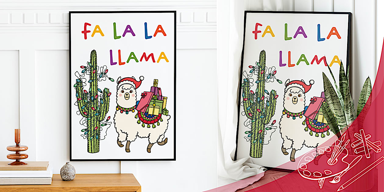 Fa La La Llama Funny Christmas Pun Poster (teacher made)