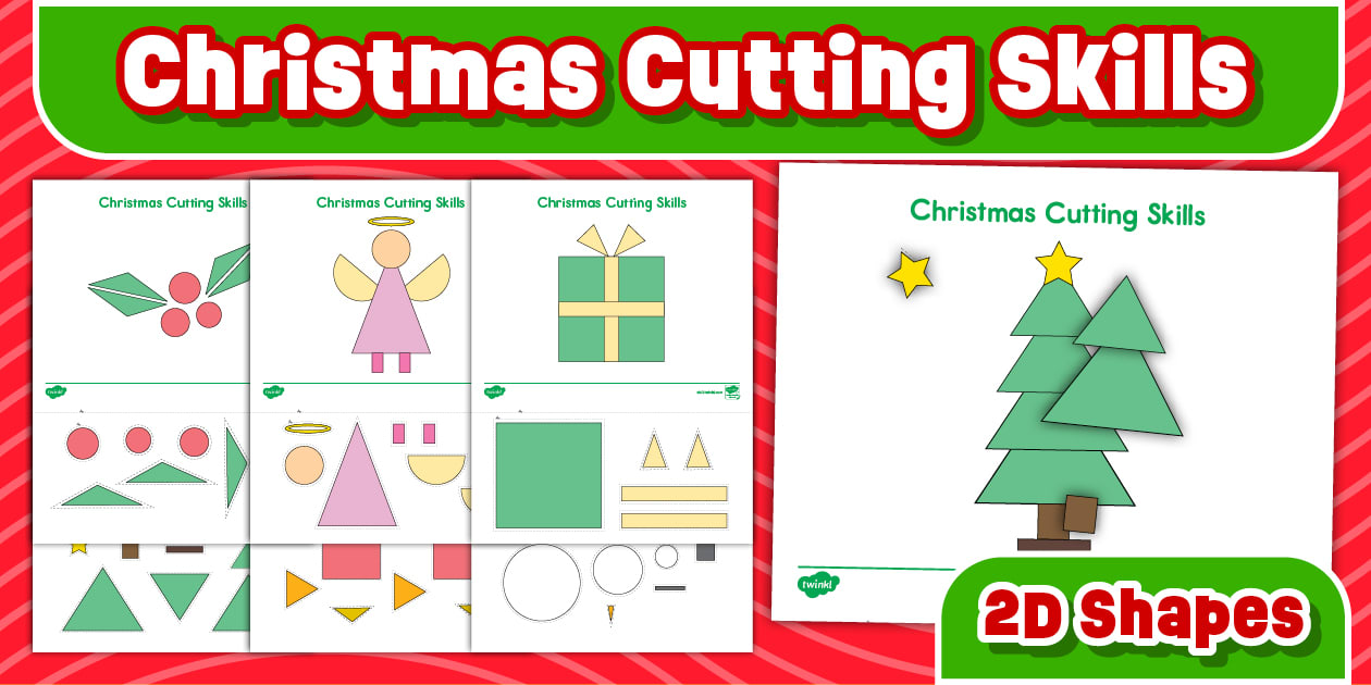 2D Shapes Christmas Cutting Skills| Resource | Twinkl USA
