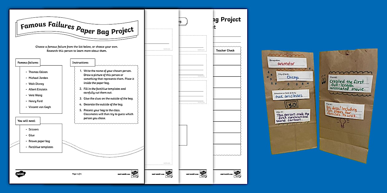 Famous Failures Paper Bag Project for 3rd-5th Grade - Twinkl