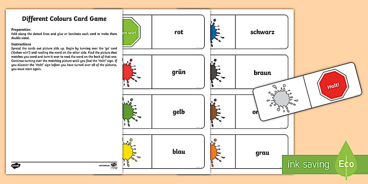 Different Colours Card Game German (teacher made) - Twinkl