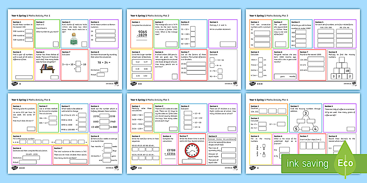 Year 4 Spring 1 Maths Activity Mats (teacher made) - Twinkl