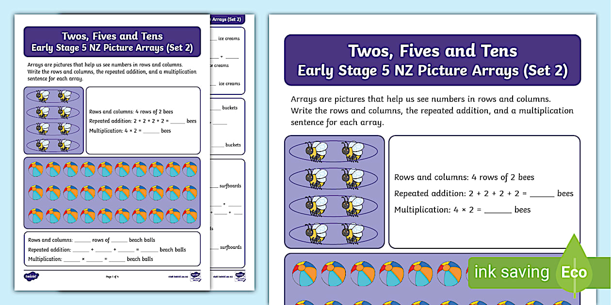Summer 2s, 5s and 10s - Early Stage 5 NZ Picture Arrays