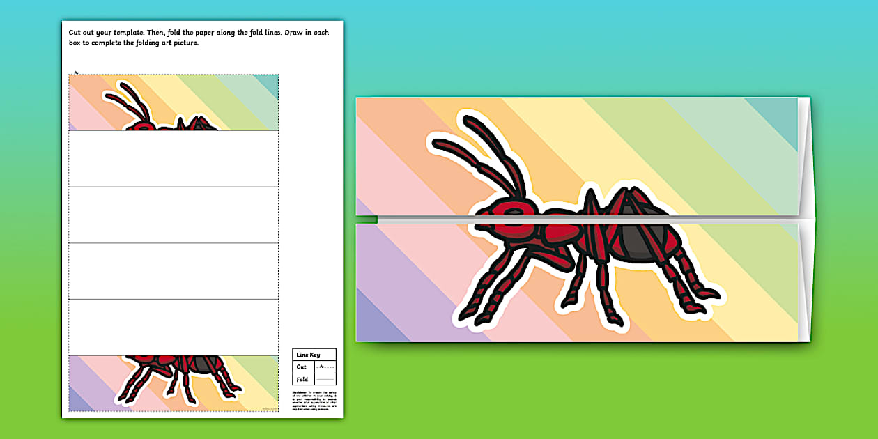 Ant Folding Art Template (Teacher-Made) - Twinkl