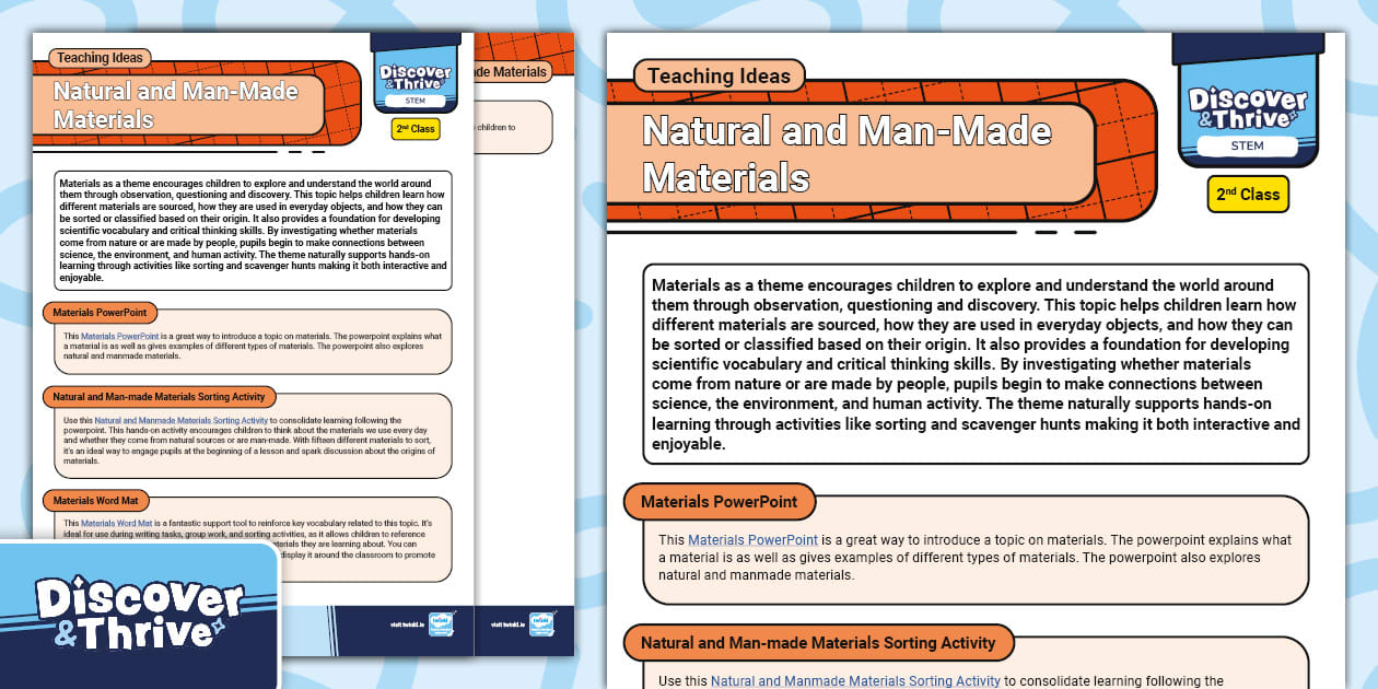 Natural vs Manmade Materials Teaching Ideas 2nd Class