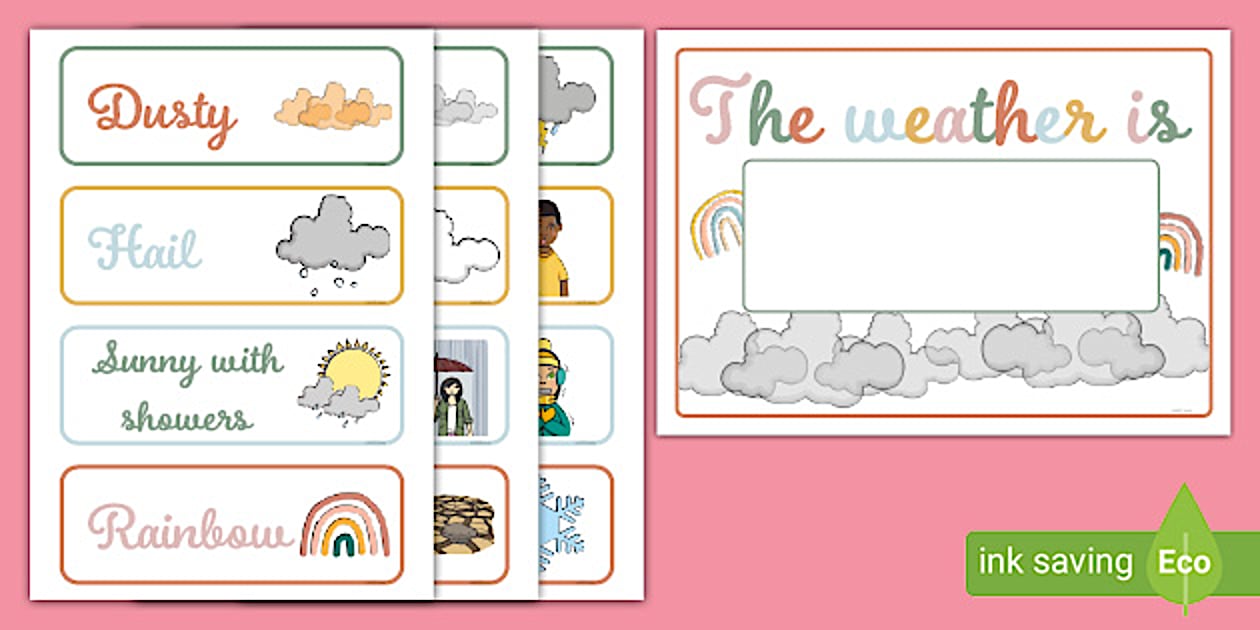 Muted Rainbow Themed Weather Display Pack (teacher made)