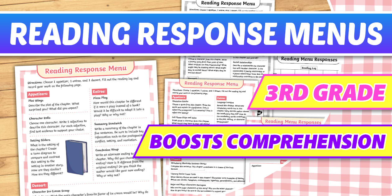 Fun Reading Response Menu for 3rd Grade | Twinkl USA