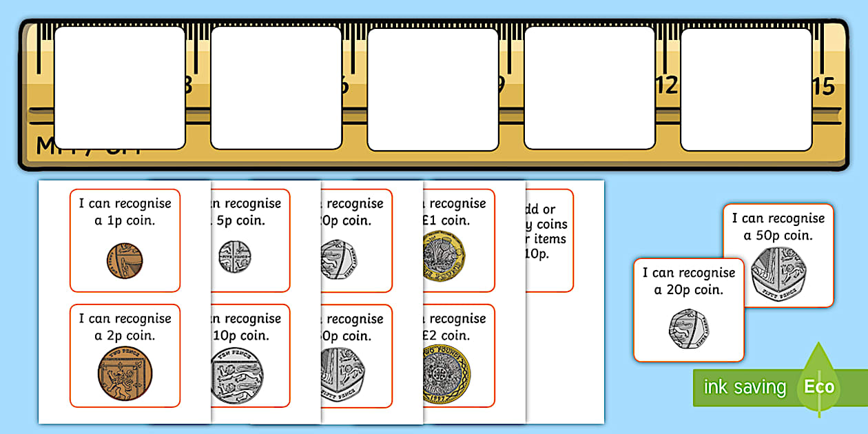CfE Early Level Money Ruler Display Target Cards - Twinkl