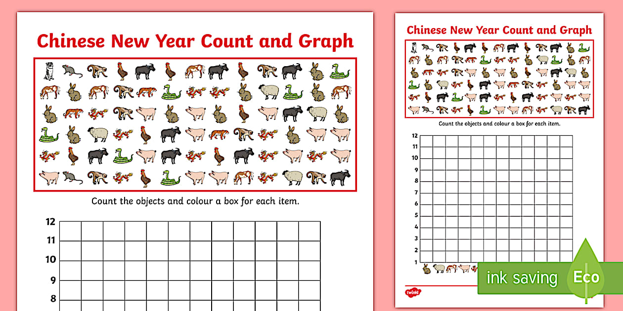 TAS Chinese New Year Count and Graph Worksheet - Twinkl