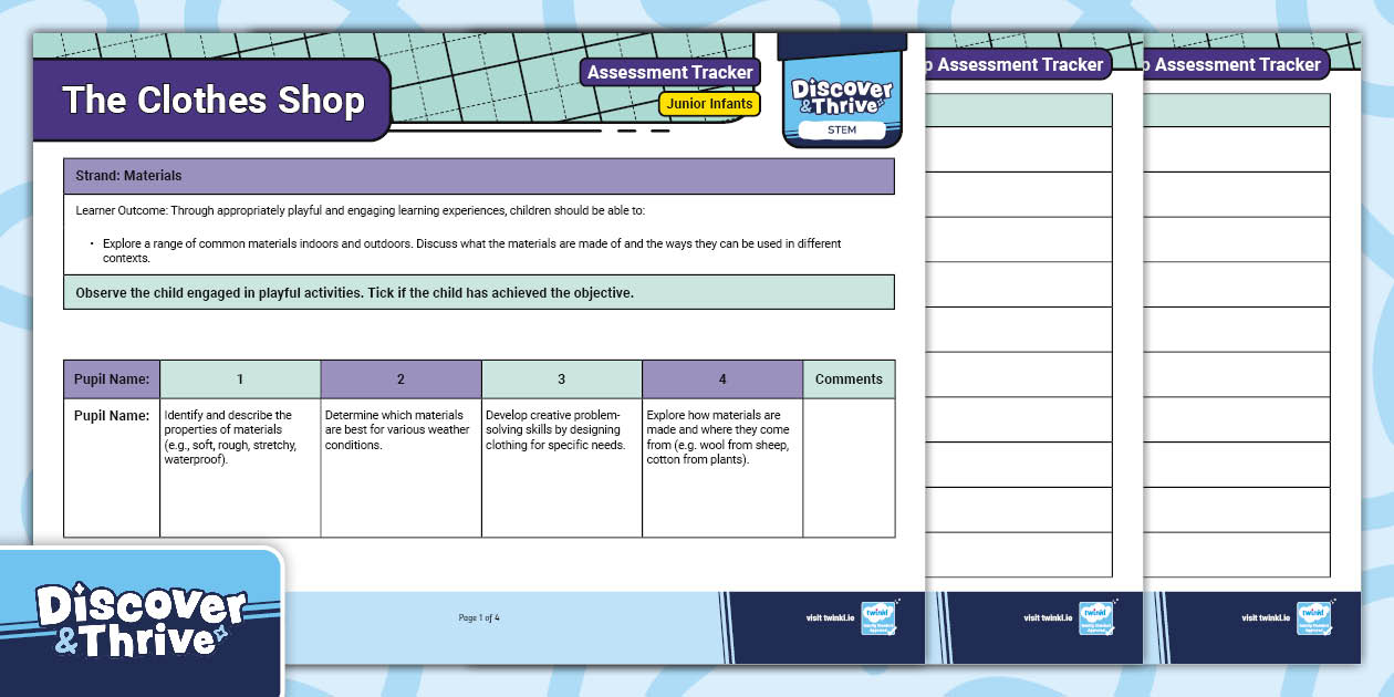 The Clothes Shop Assessment Tracker (Teacher-Made) - Twinkl