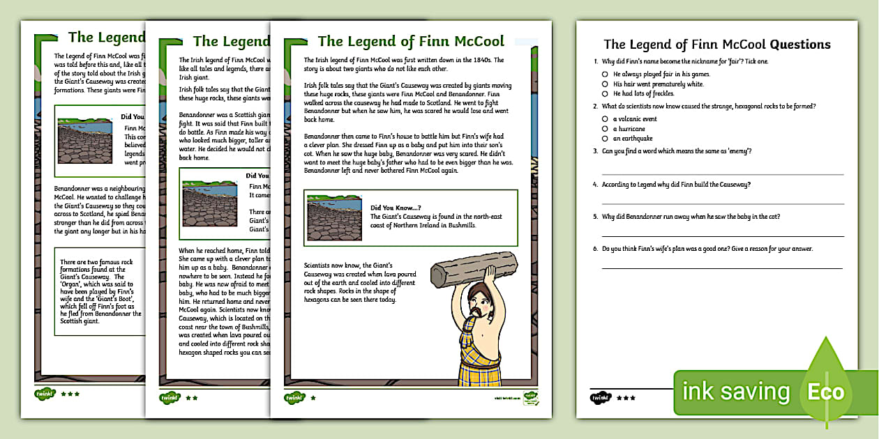 Finn McCool Differentiated Reading Comprehension Activity