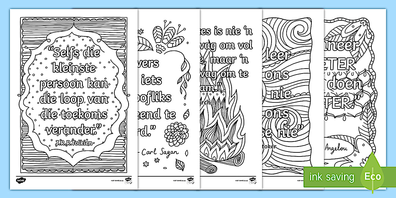 Klaskamer Inspirasie Spreuke Inkleur bladsye (teacher made)