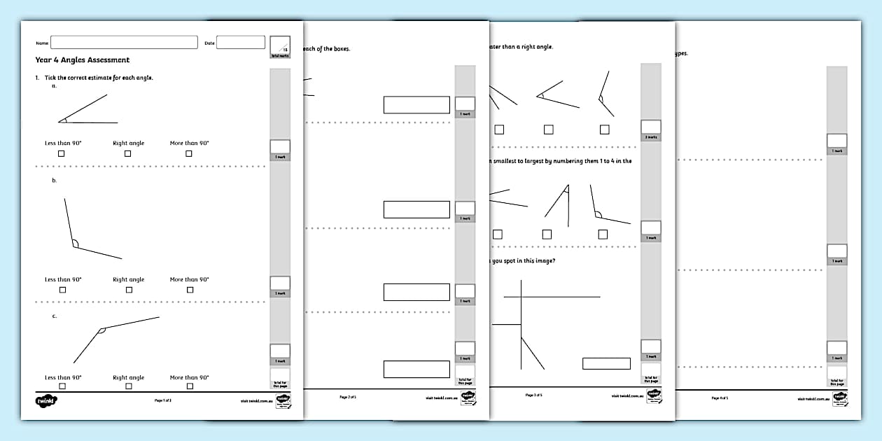 Year 4 Angles Assessment (Teacher-Made) - Twinkl