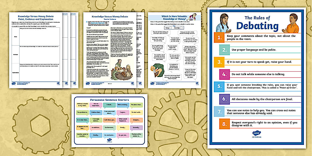 KS2 Debate Pack: Knowledge Versus Money | Twinkl Originals