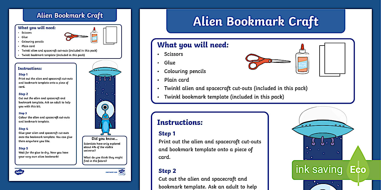 Alien Bookmark Craft | Twinkl | KS1 | Stationery Crafts