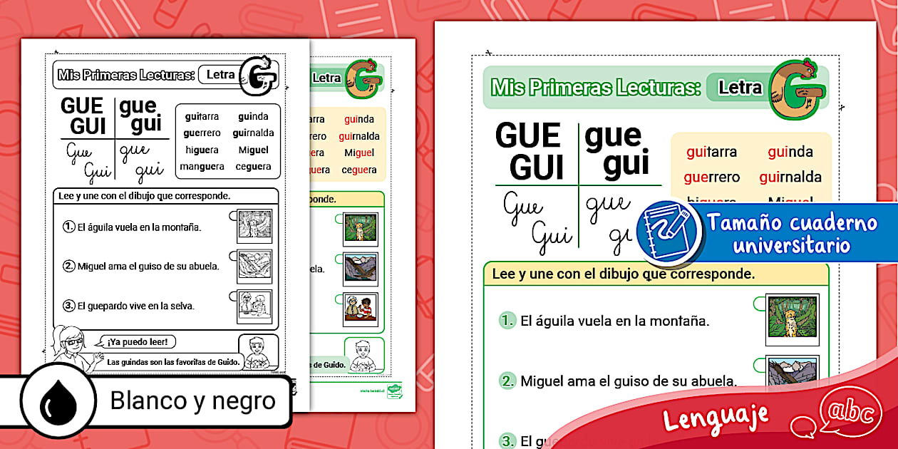 Primeras Lecturas | Lecturas Cortas | Letra G | Gue - Gui