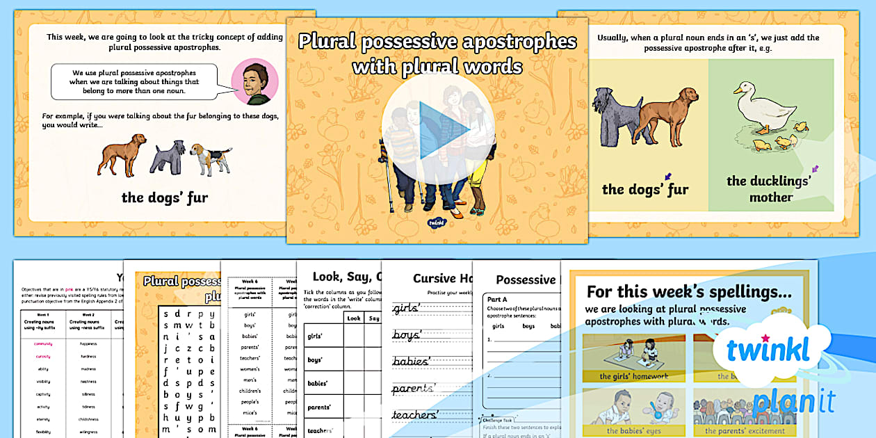 PlanIt Y4 Term 2A W6: Plural Possessive Apostrophes with Plural Words ...