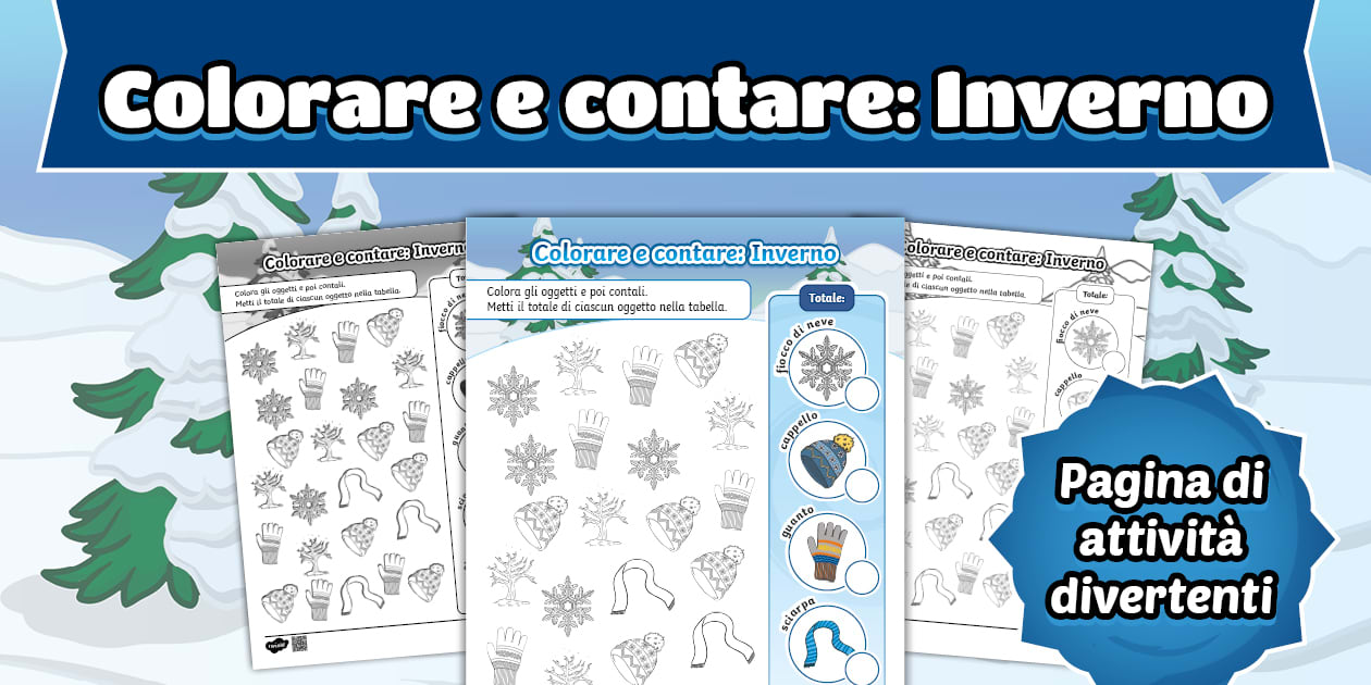 Colorare e contare: Inverno