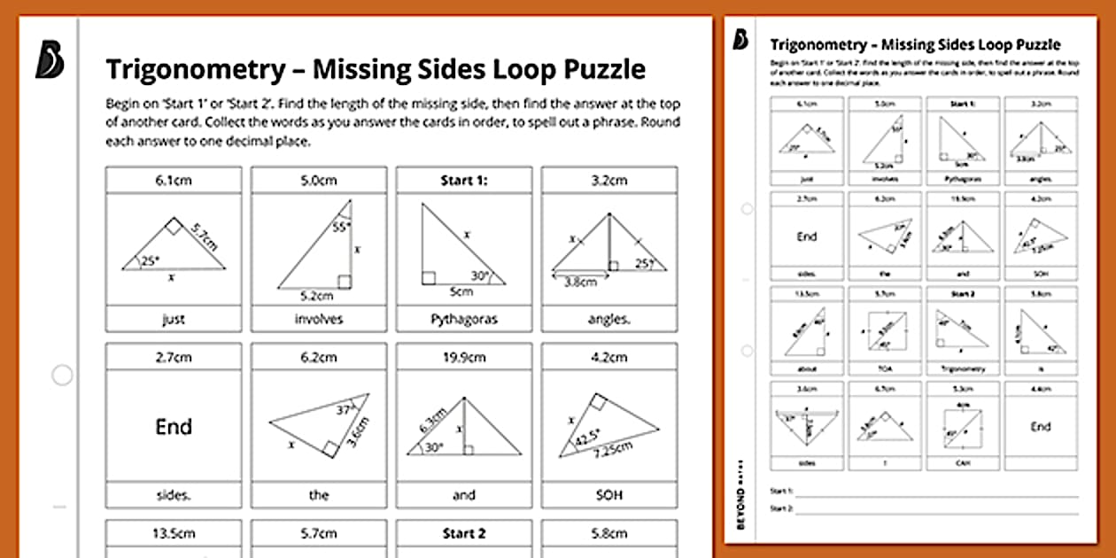 👉 Trigonometry Worksheets - Years 7-10 - Maths - Twinkl