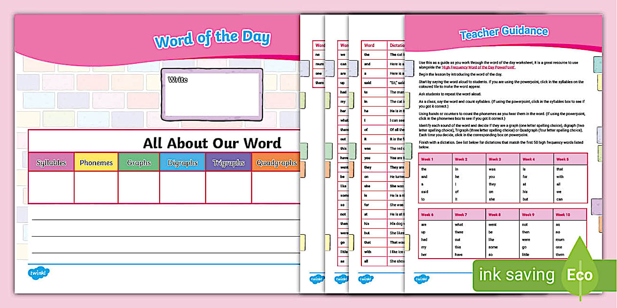 Word of the Day Worksheet (teacher made) - Twinkl
