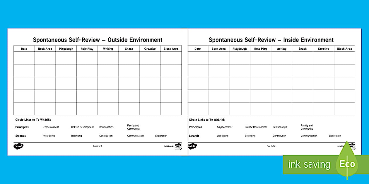 EYFS Spontaneous Self Review Report (teacher made) - Twinkl