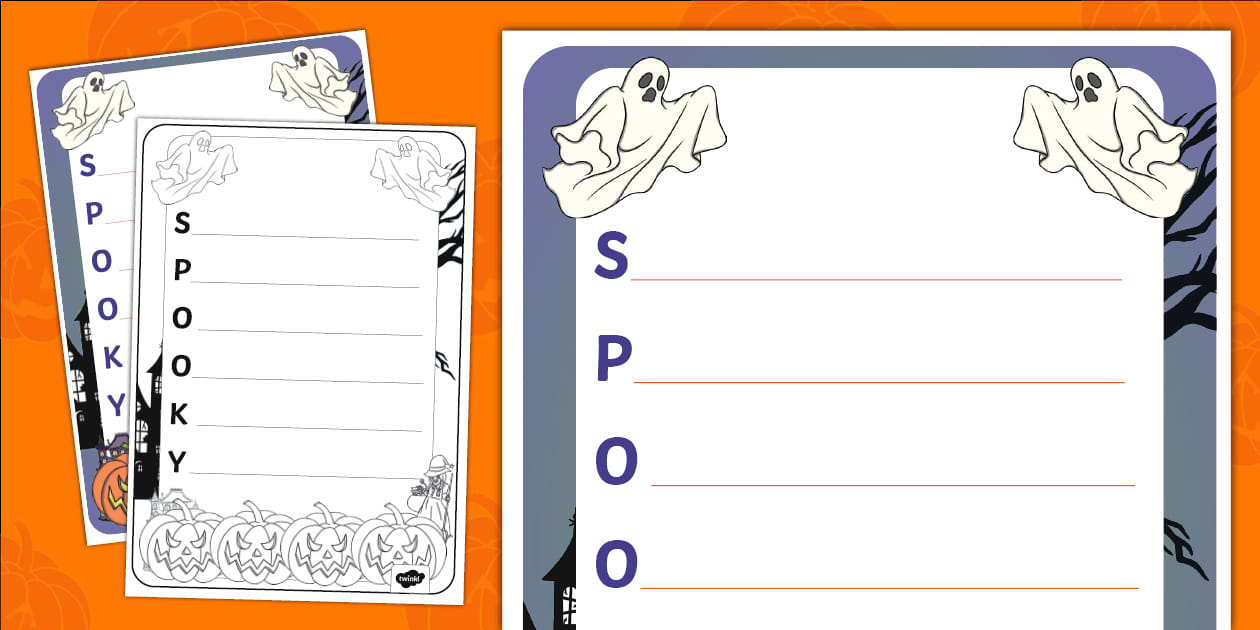 Spooky Acrostic Poem Template - Twinkl