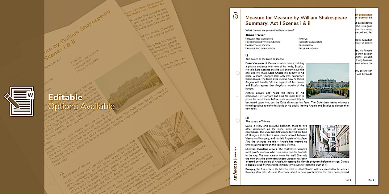 Measure for Measure: Act I Scenes i & ii - Summary