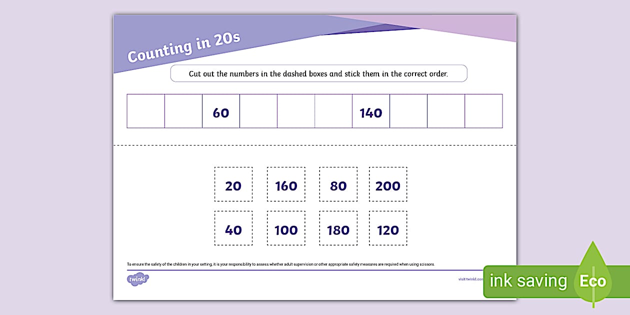 Counting in 20s Cut And Stick Activity (l'enseignant a fait)