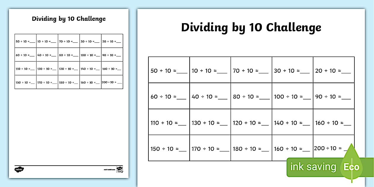 👉 Dividing by 10 Challenge (teacher made) - Twinkl