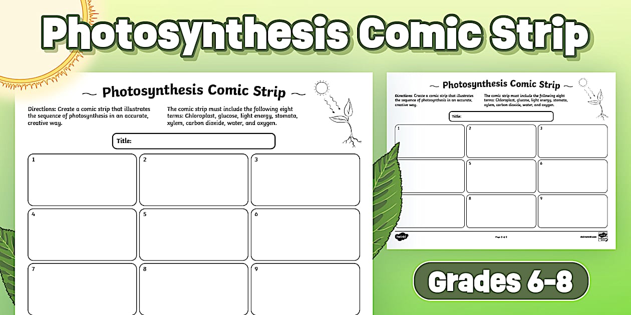 Photosynthesis Comic Strip Activity for 6th-8th Grade