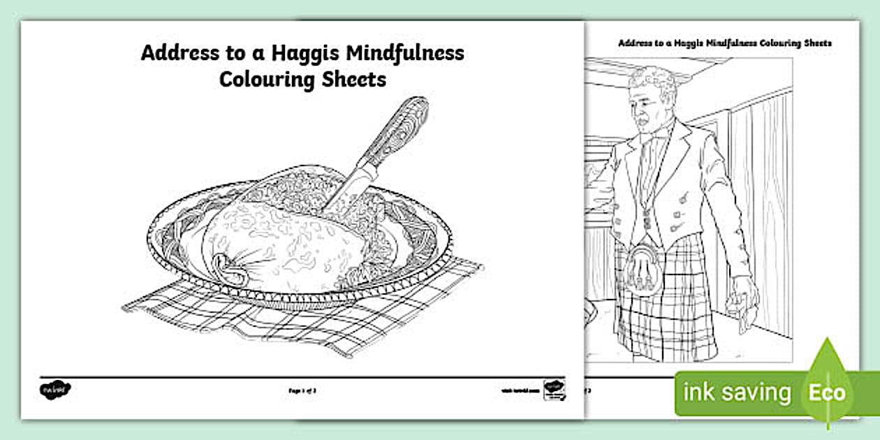 Address to the Haggis - Burns Night - Mindfulness Colouring