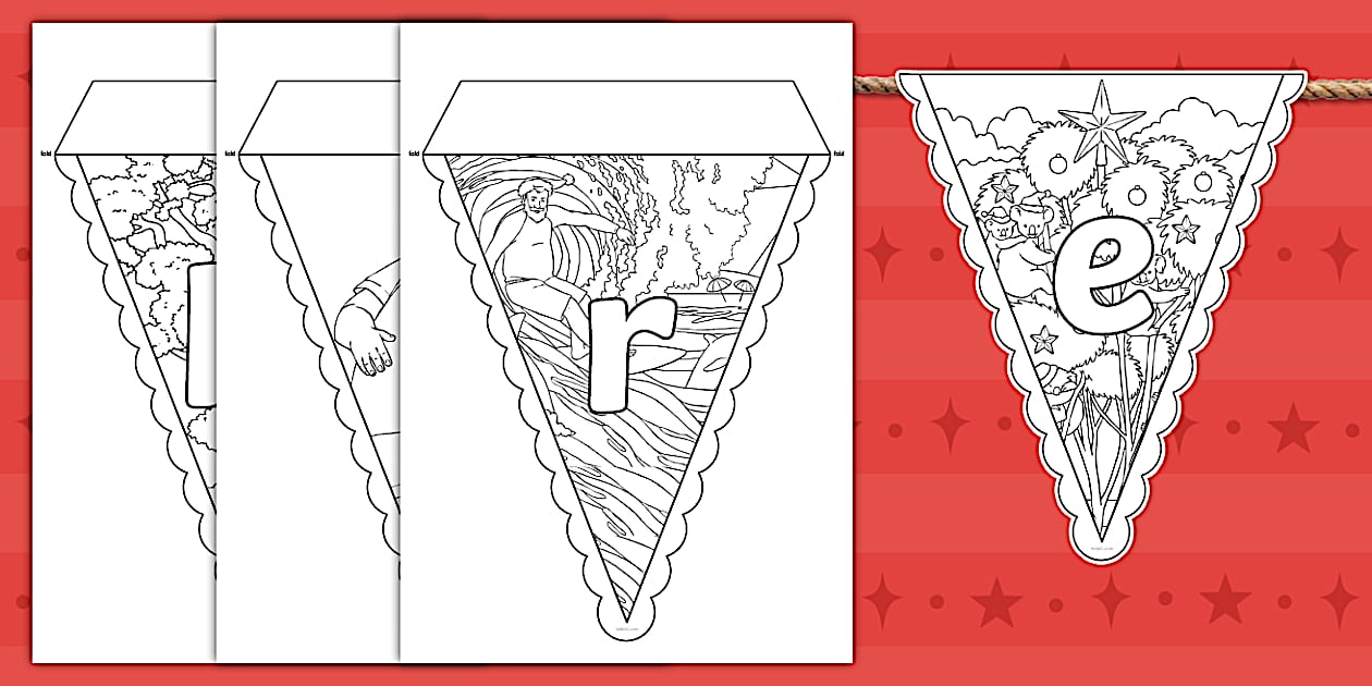 Merry Christmas Colouring Display Bunting