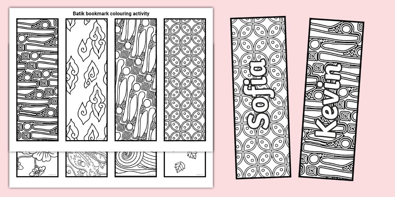 Batik colouring activity, bookmark, Singapore Heritage