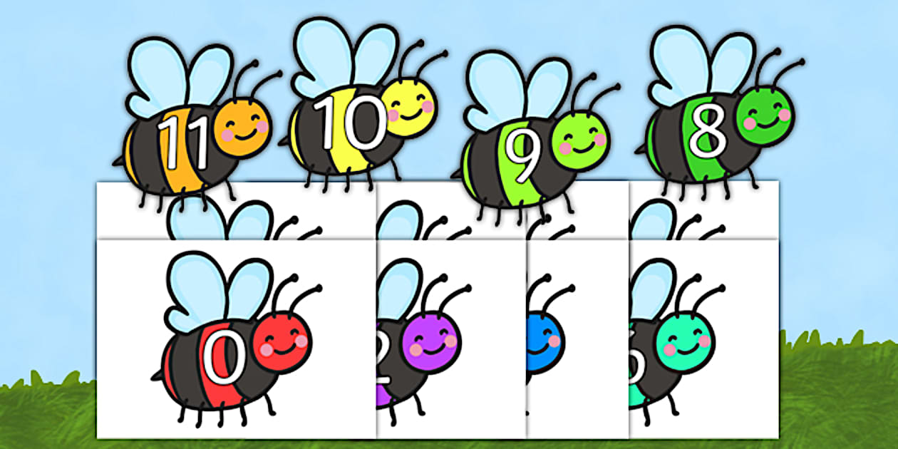 Editable 0-20 On Colourful Bees (teacher made) - Twinkl