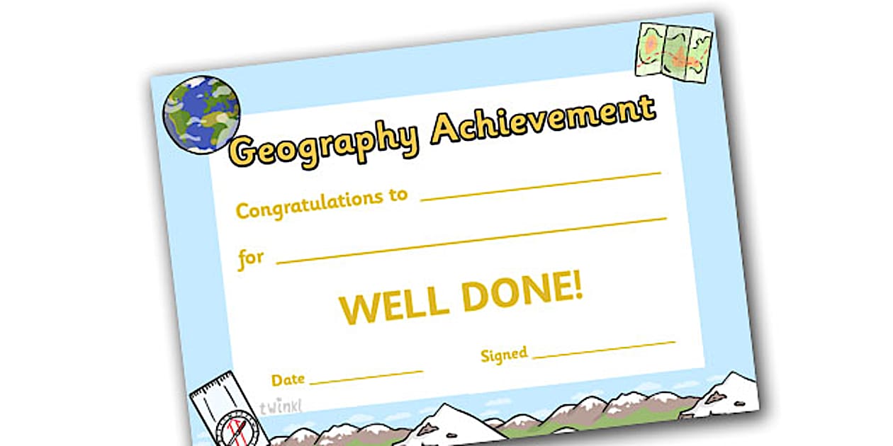 Geography Achievement Certificate (teacher made) - Twinkl