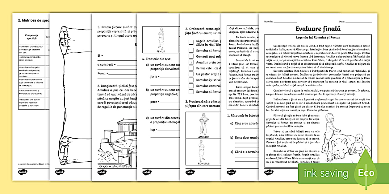 Editable Clasa a IV-a, LLR: Evaluare finală – Fișă de evaluare cu ...