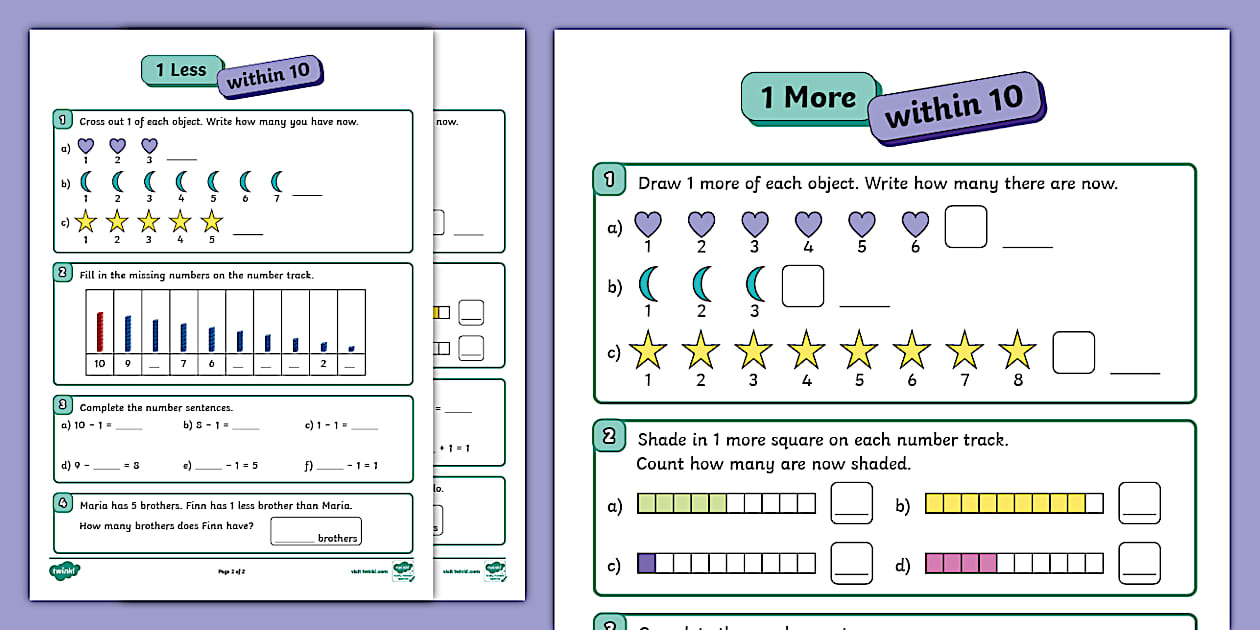 👉 KS1 KIRF 1 more / 1 less Activity Sheet (teacher made)