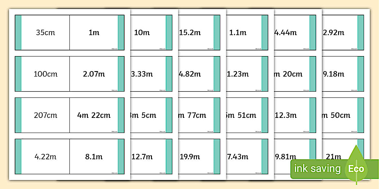Editable Metres And Centimetres Loop Cards (professor feito)