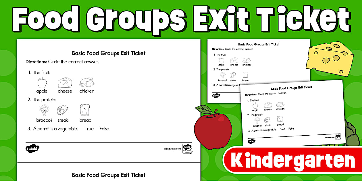 Kindergarten Basic Food Groups Exit Ticket