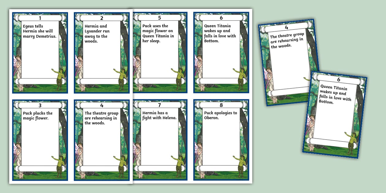 * NEW * A Midsummer Night's Dream Freeze Frame Drama Flashcards