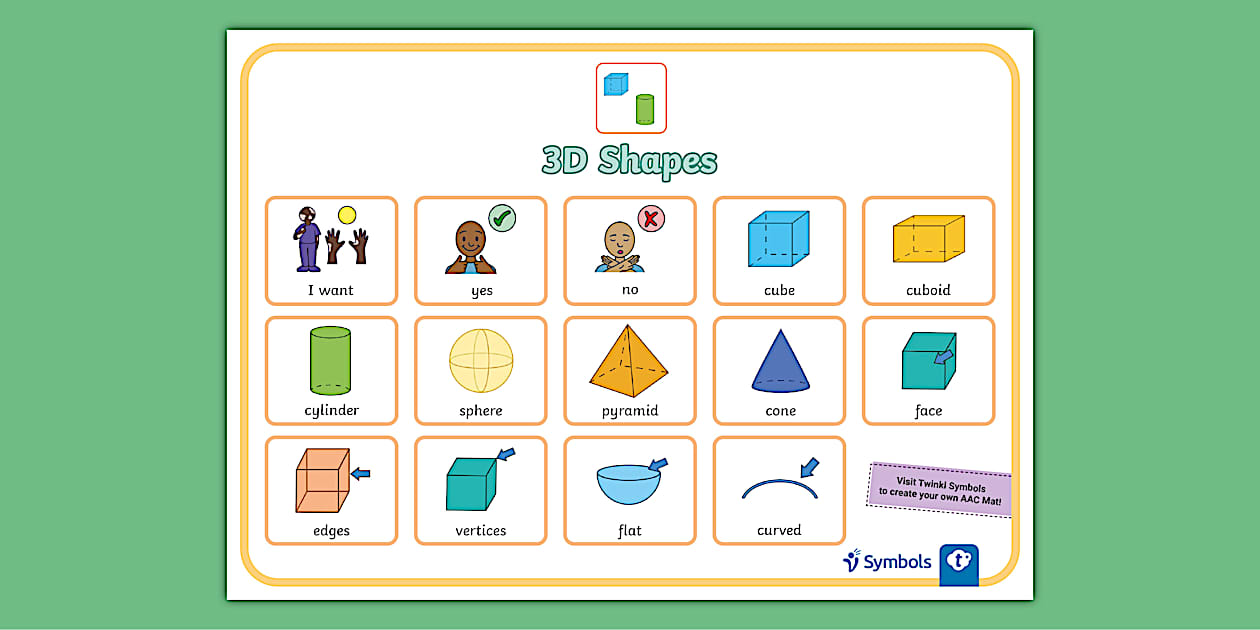 Twinkl Symbols: 3D Shapes AAC Mat - Twinkl